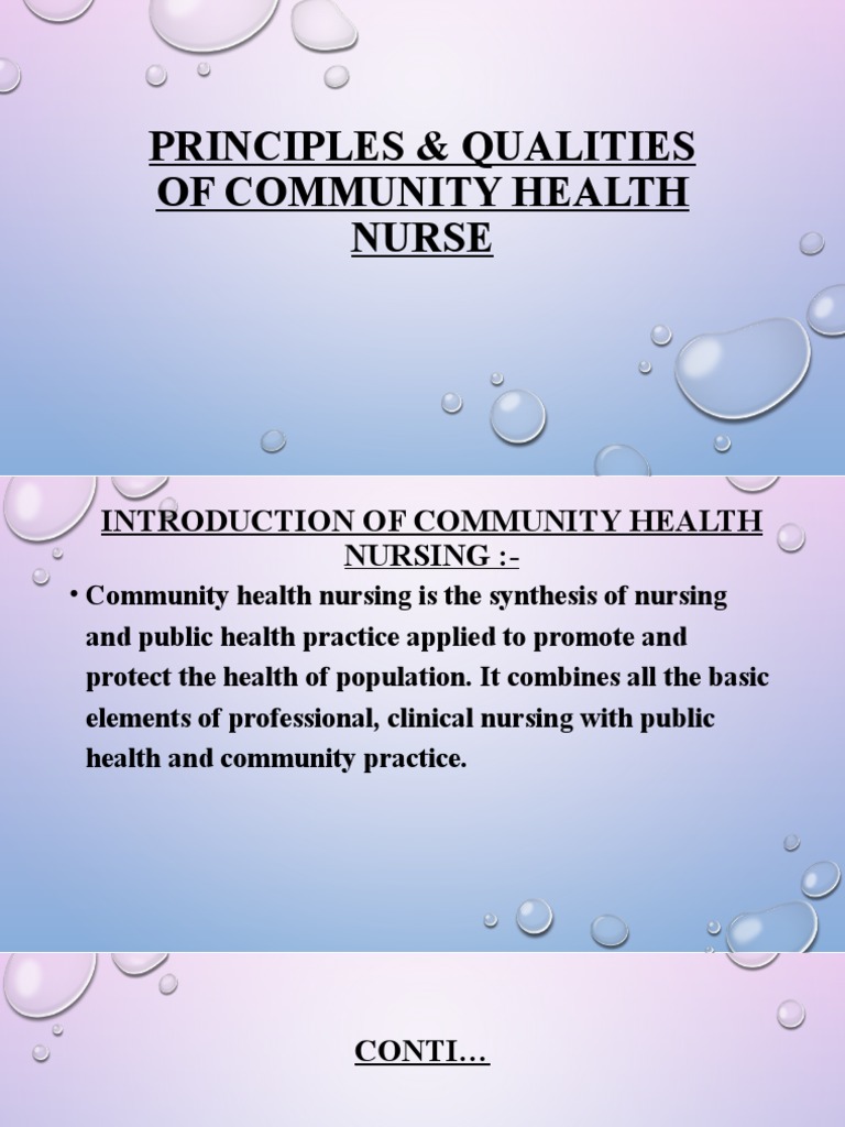 Principles & Qualities of Community Health Nurse | PDF | Nursing ...