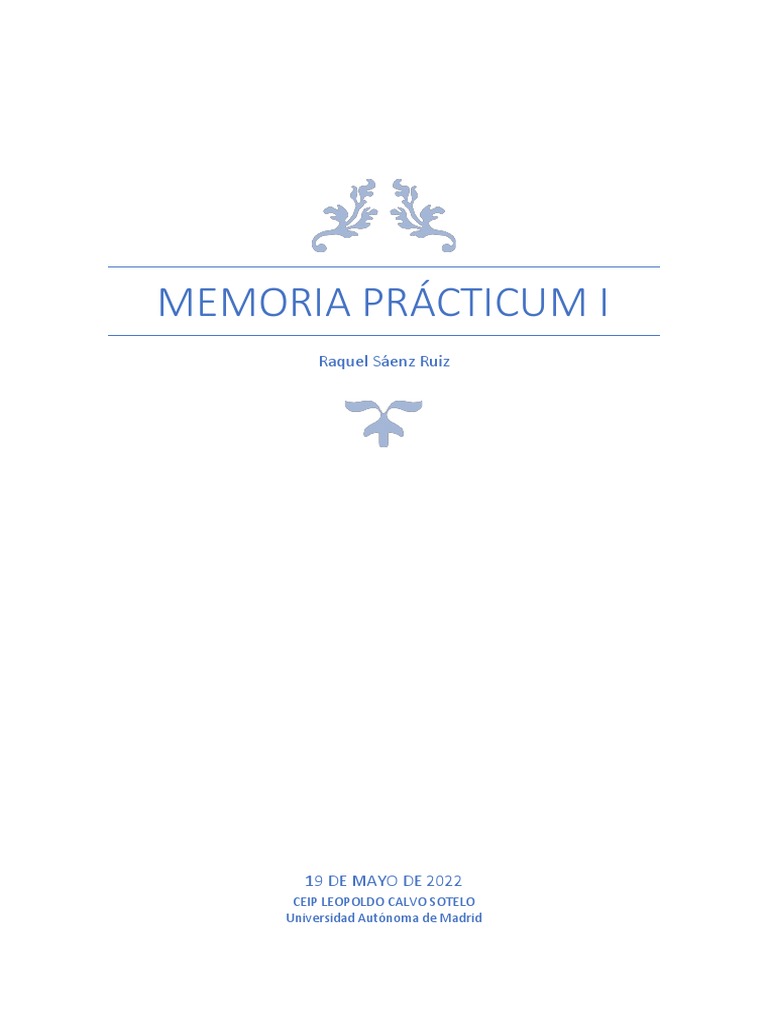 Memoria Prácticum I | PDF | Aprendizaje | Evaluación