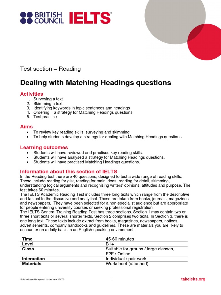 Dealing With Matching Headings Questions PDF | PDF | Jazz ...