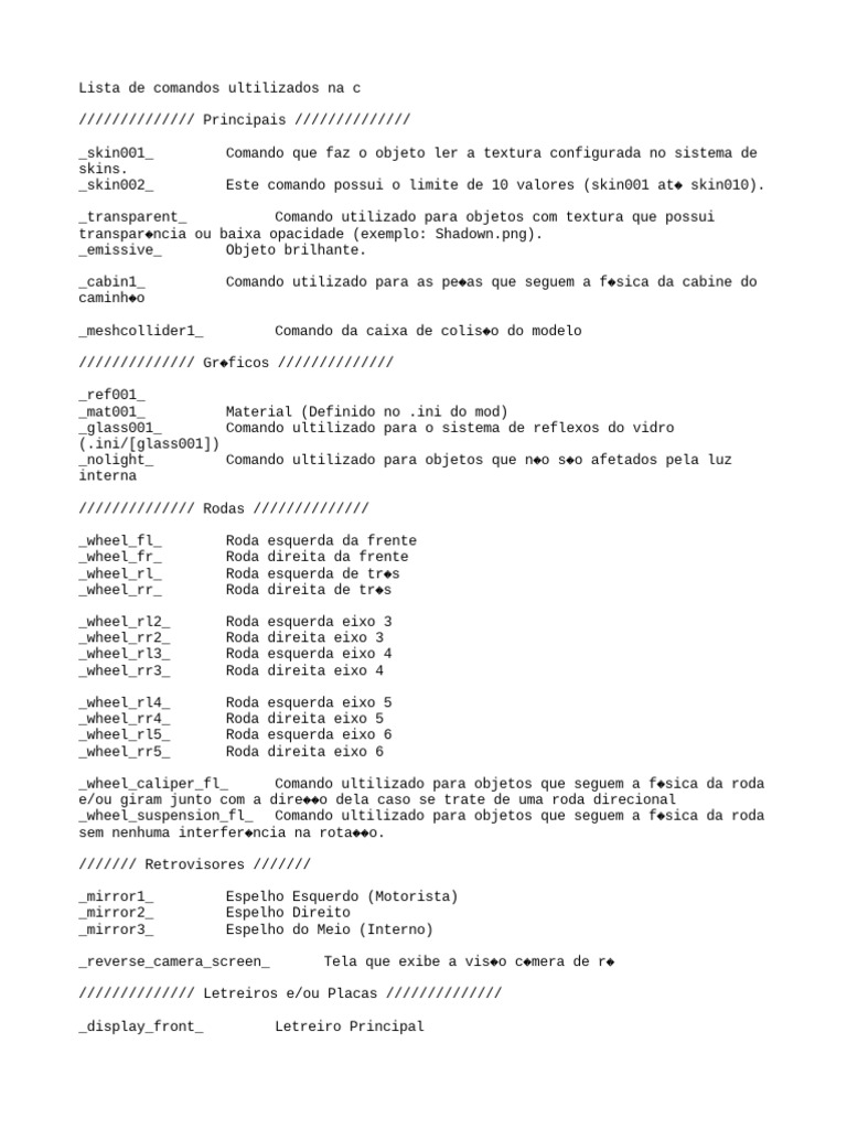 Comandos c | PDF | Veículo motorizado