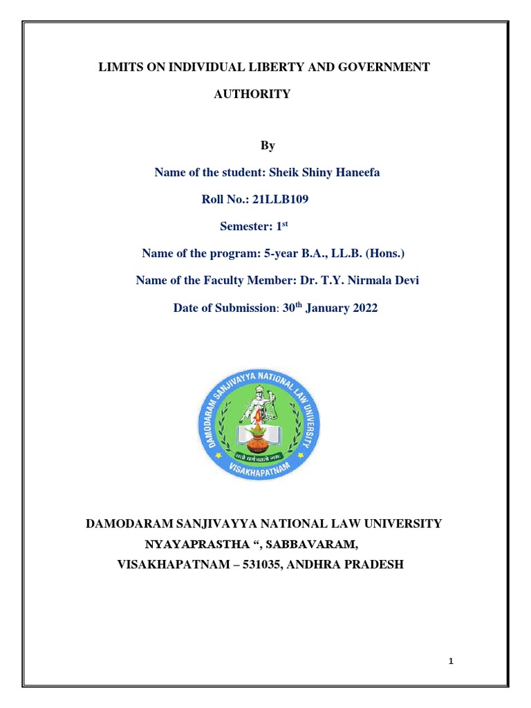 Limits On The Individual Liberty and Government Authority | PDF ...
