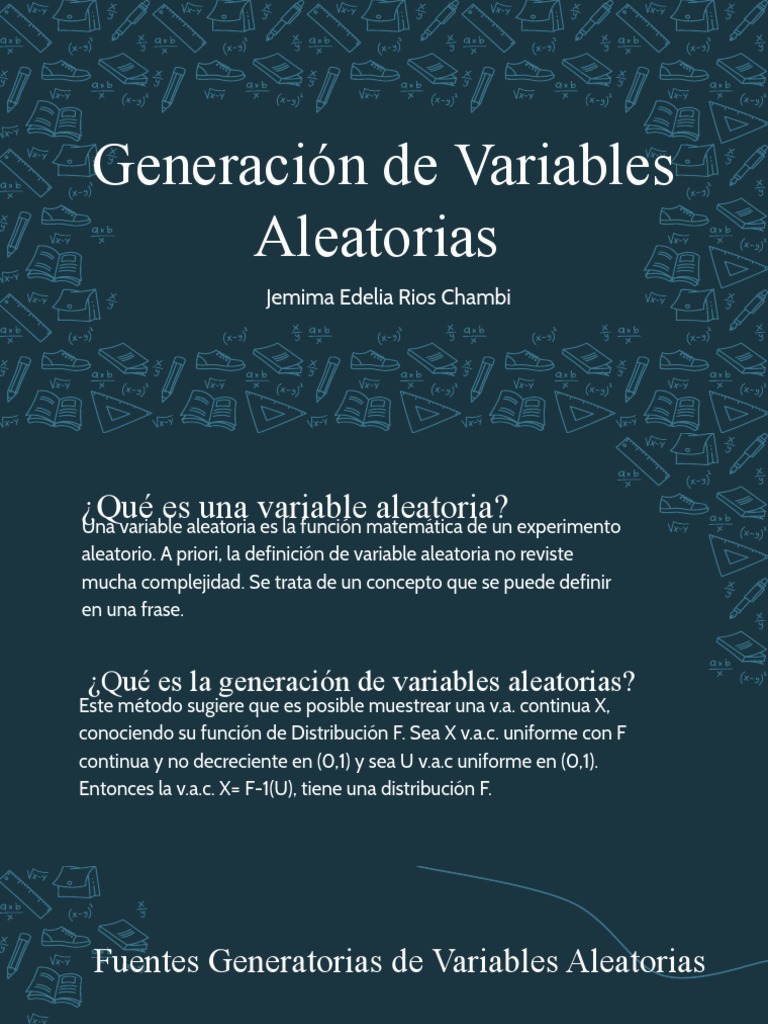 Generacion de Variables Aleatorias | PDF | Variable aleatoria | Función (Matemáticas)