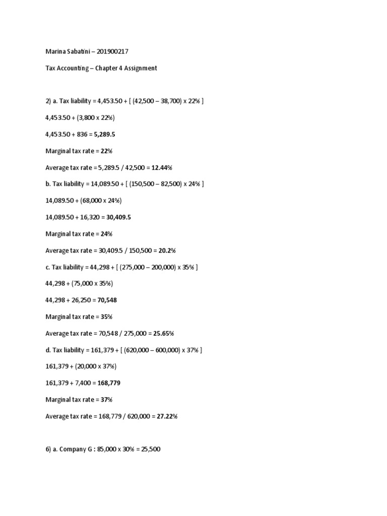 Chapter 4 Assignment-Tax | PDF