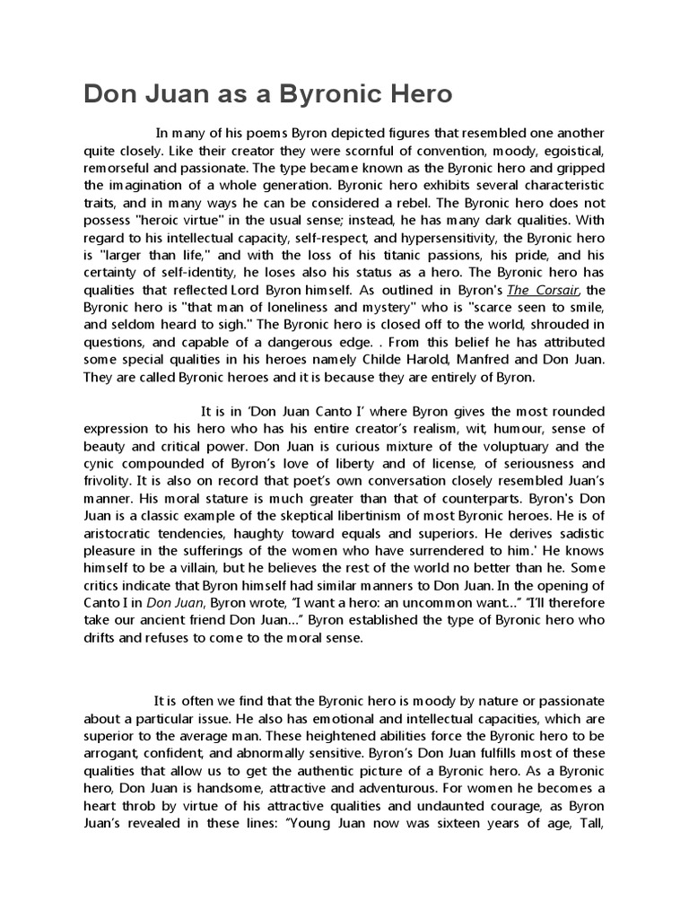 Don Juan: A Byronic Hero Analysis | PDF | Lord Byron | Hero