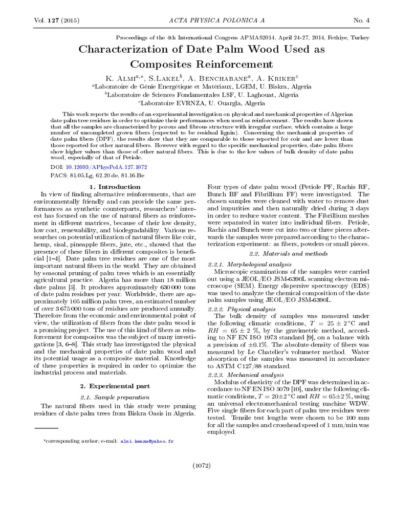 Characterization of Date Palm Wood | PDF