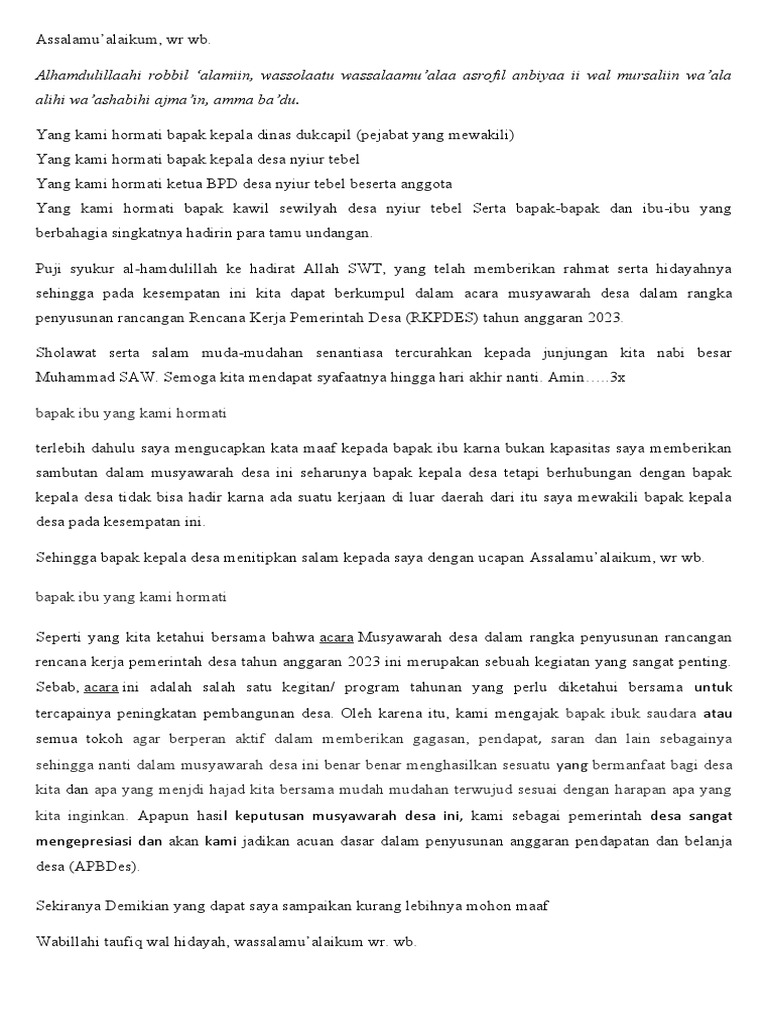 Pidato Perwakilan Kepala Desa | PDF Pidato Perwakilan Kepala Desa | PDF