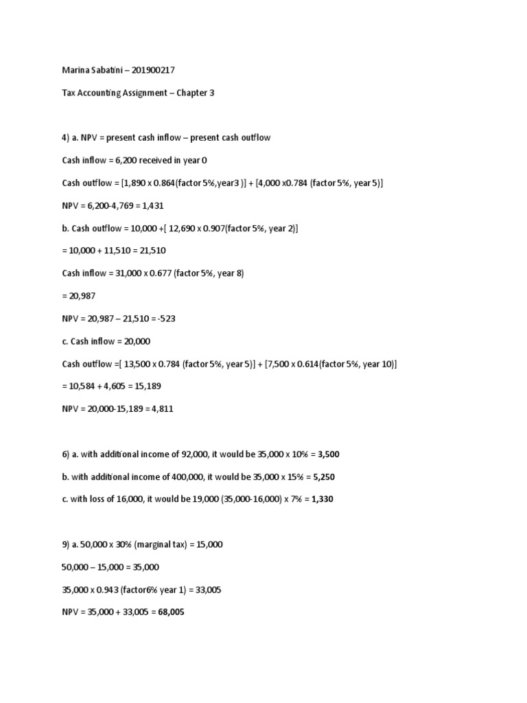 Tax Chapter 3 Assignment | PDF