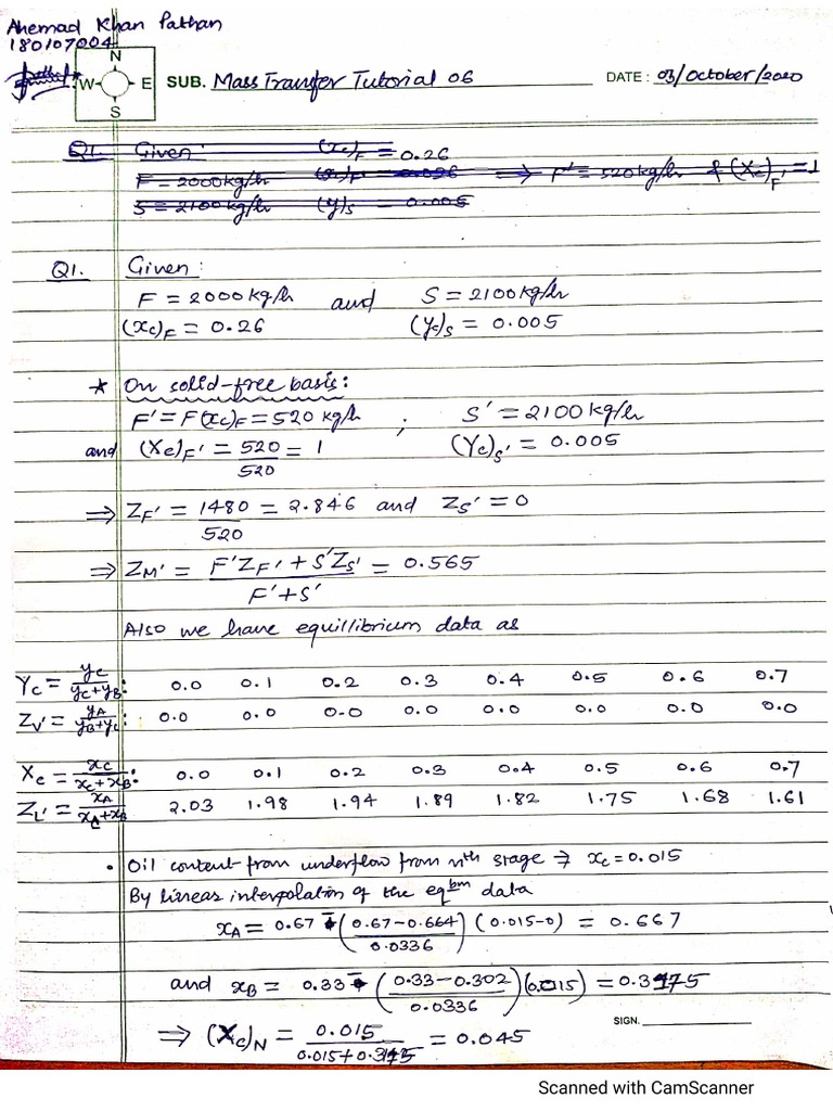 Mass Transfer - Tutorial 06 | PDF