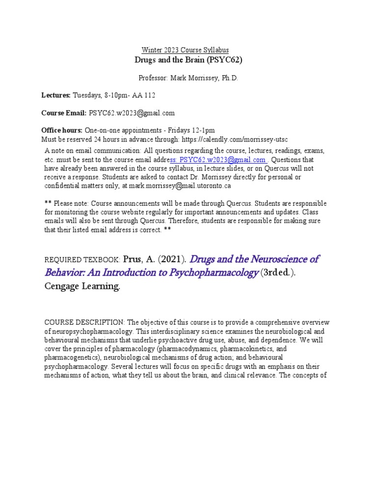 PSYC62 Syllabus Winter 2023 | PDF | Plagiarism | Quiz