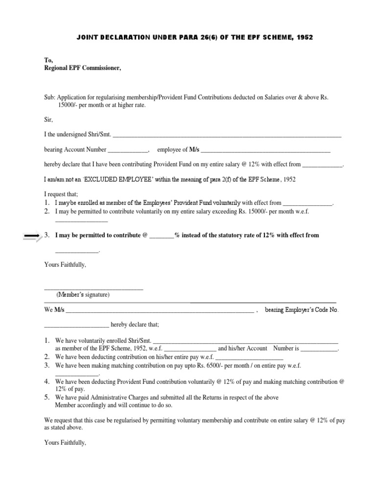 Joint Declaration For Epf Vpf Pdf