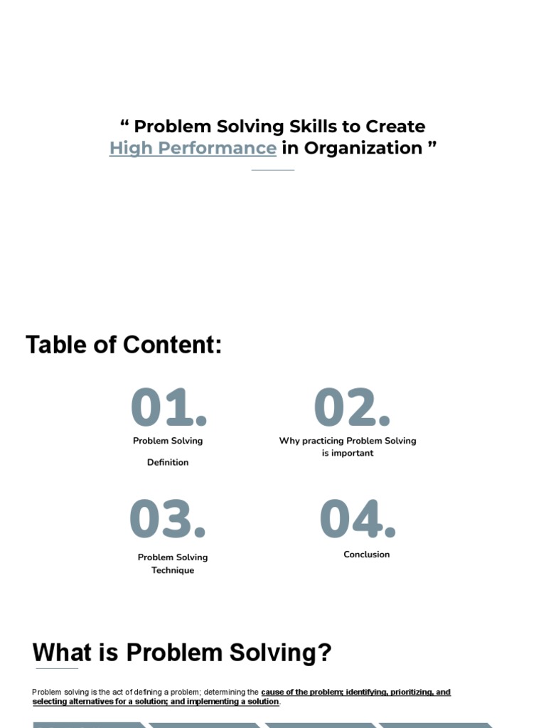 Problem Solving Skills for Organizations | PDF | Risk | Hypothesis