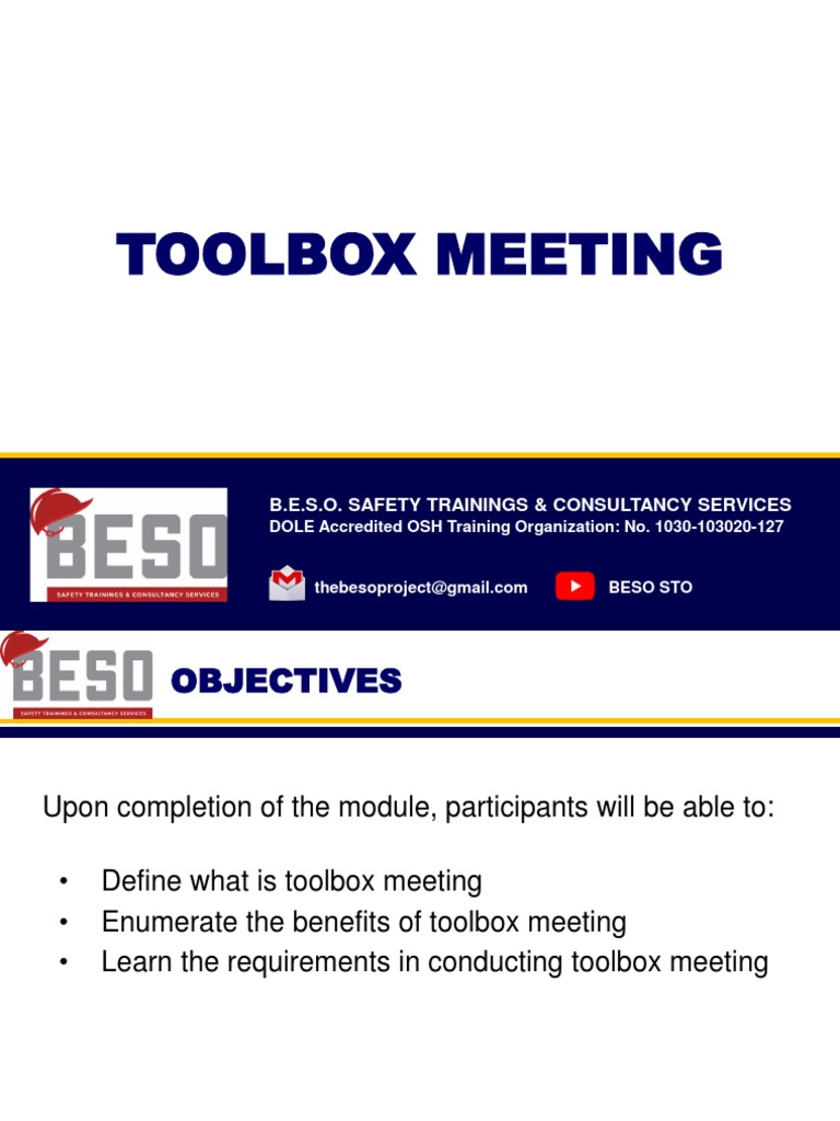 Topic 19 - Toolbox Meeting | PDF | Occupational Safety And Health ...