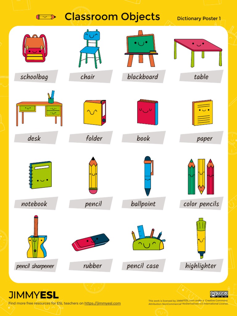Classroom-Objects Dictionary-Poster JIMMYESL | PDF