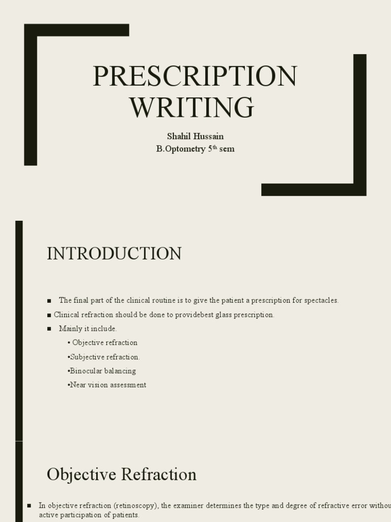 Guidelines for Optometry Prescription Writing | PDF | Vision ...