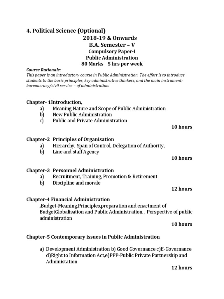 BA 5th Sem Political Science (Optional & Compulsory) 2018-19 & Onwards ...