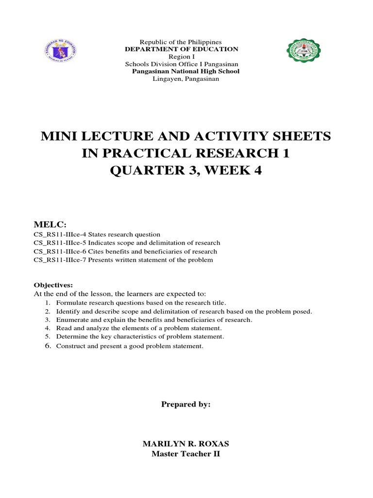 PR 1 - QTR 3 - Week 4 | PDF | Qualitative Research | Methodology
