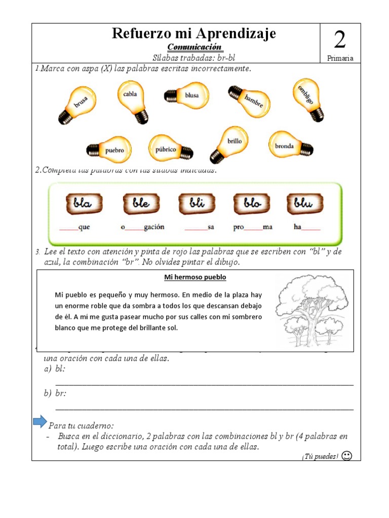 Sílabas trabadas bl-br - FICHA.docx | PDF