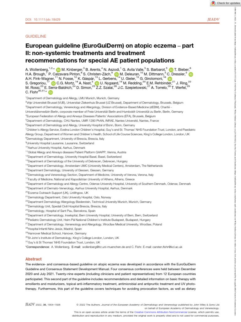 Atopic guideline-JEADV 2022 Part II | PDF | Topical Medication | Dermatitis