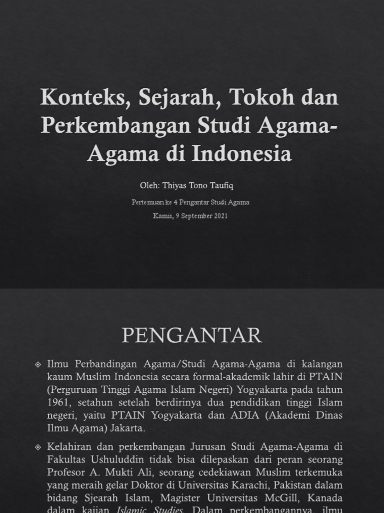 Konteks Sejarah Dan Perkembangan Studi Agama Di Indonesia Pdf