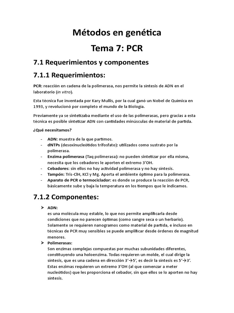 Tema 7 PCR | PDF | Reacción en cadena de la polimerasa | Primer ...