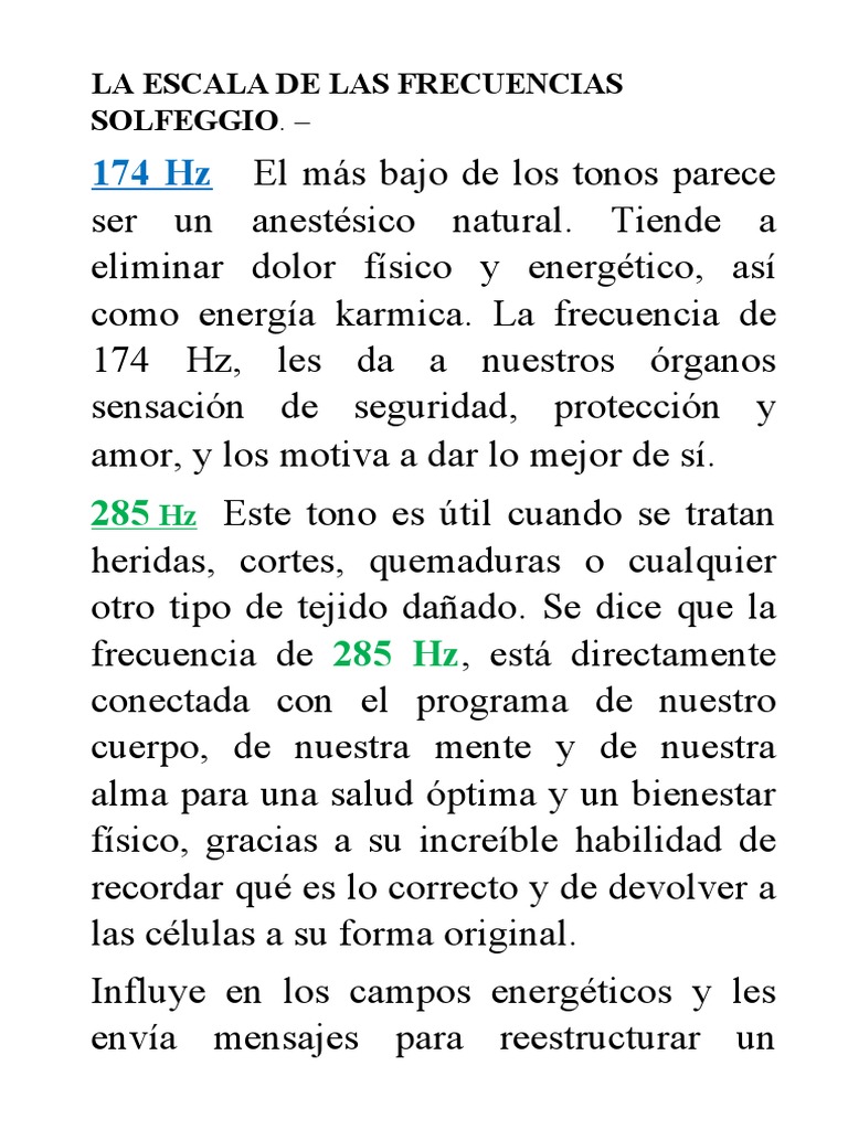 Frecuencias Solfeggio y su sanación | PDF | Frecuencia | Sonido