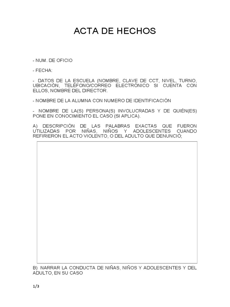 Acta de Hechos | PDF | Derecho