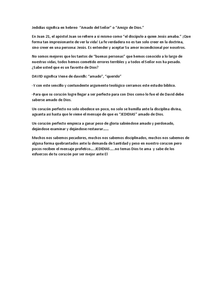 Jedidías Significa en Hebreo | PDF