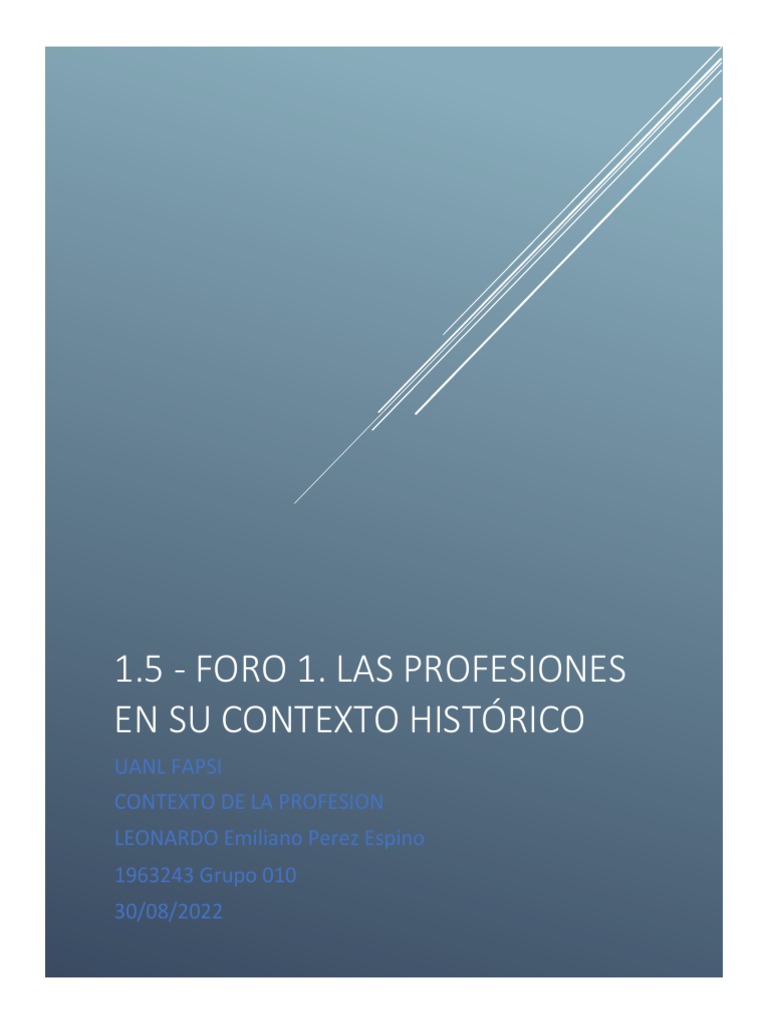 1.5 - Foro 1. Las profesiones en su contexto histórico | PDF