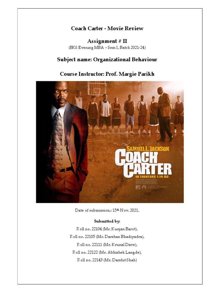 Coach Carter: A Motivational Review | PDF | Motivational | Motivation