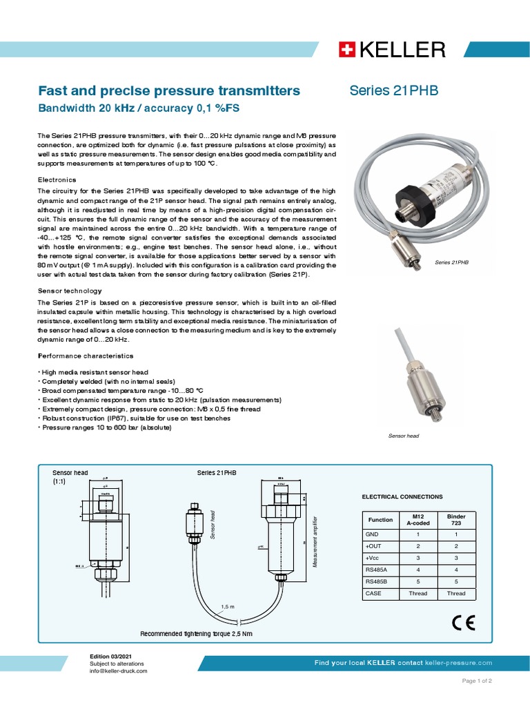 Datenblatt Serie-21PHB e | PDF | Sensor | Electrical Connector