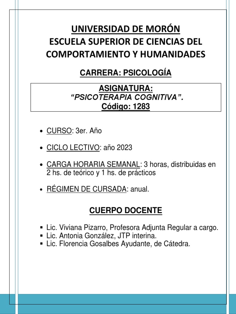 Programa 2023 PDF | PDF | Psicoterapia | Terapia cognitiva