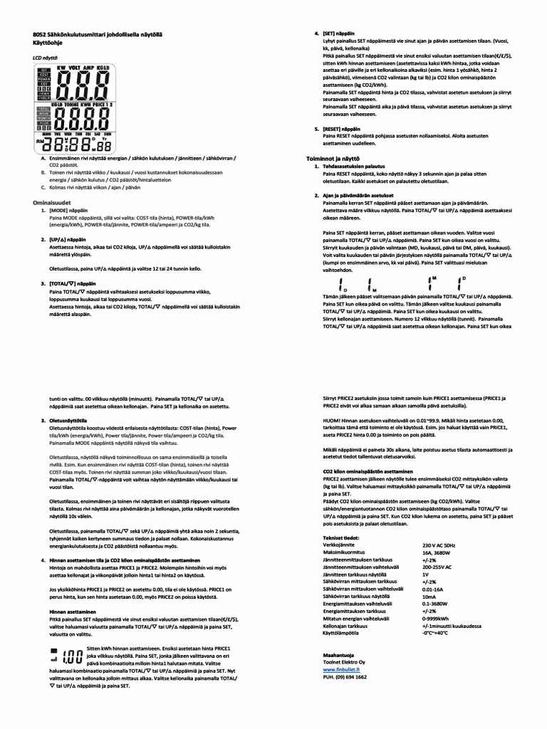 Käyttöohje_8052_FIN_SWE | PDF
