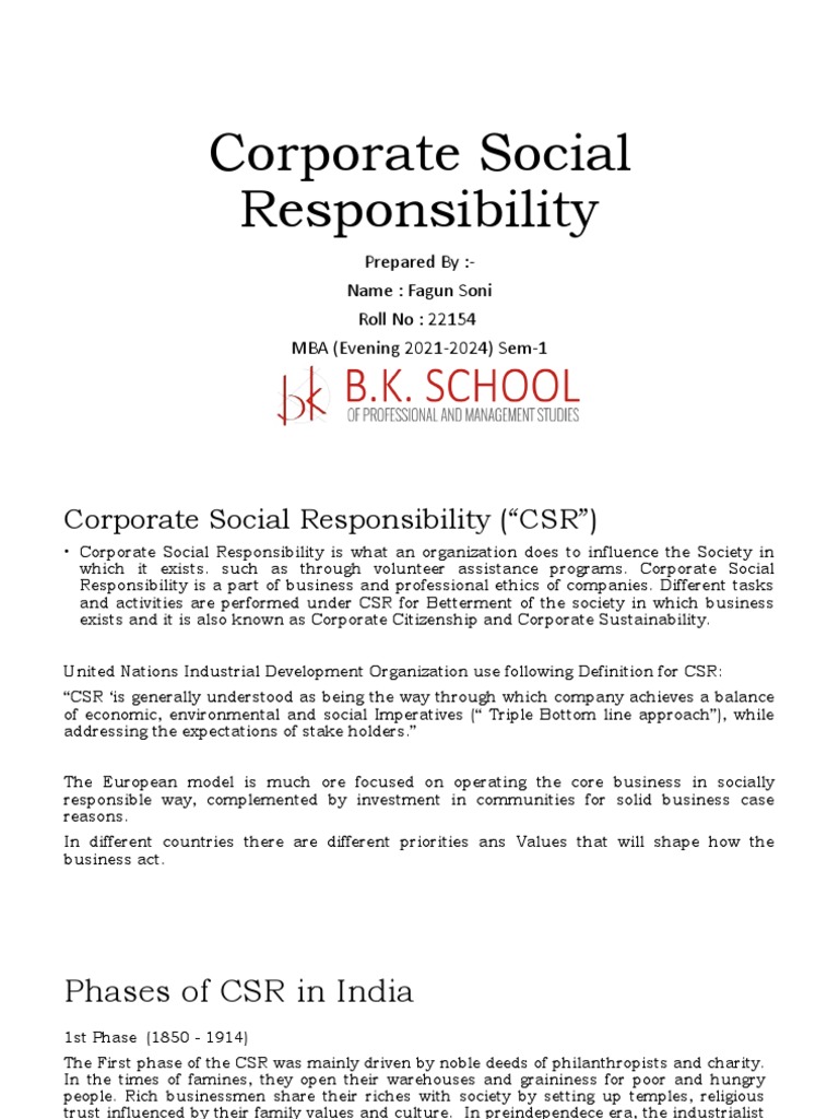 Corporate Social Responsibility | PDF | Corporate Social Responsibility ...