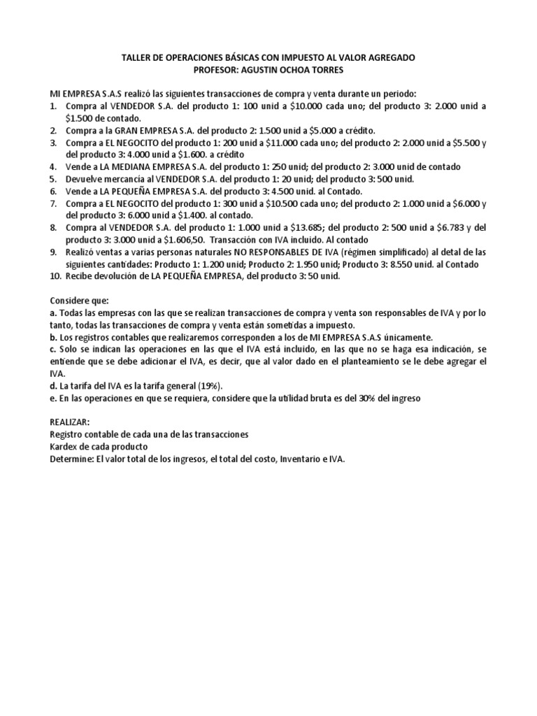 Taller - Operaciones Basicas | PDF