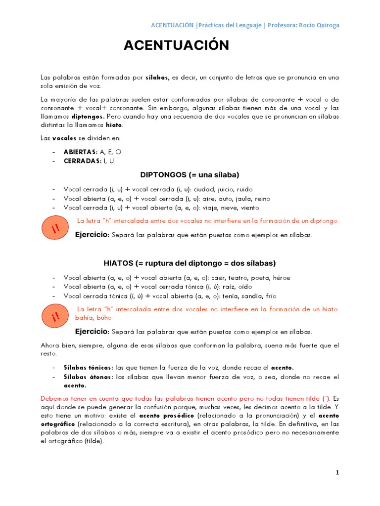 ACENTUACIÓN (Reglas de Acentuación, Tildación + Excepción de Graves ...