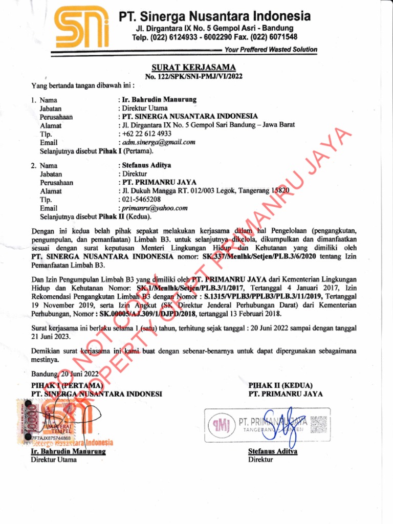 MOU PT. Sinerga 2022 | PDF