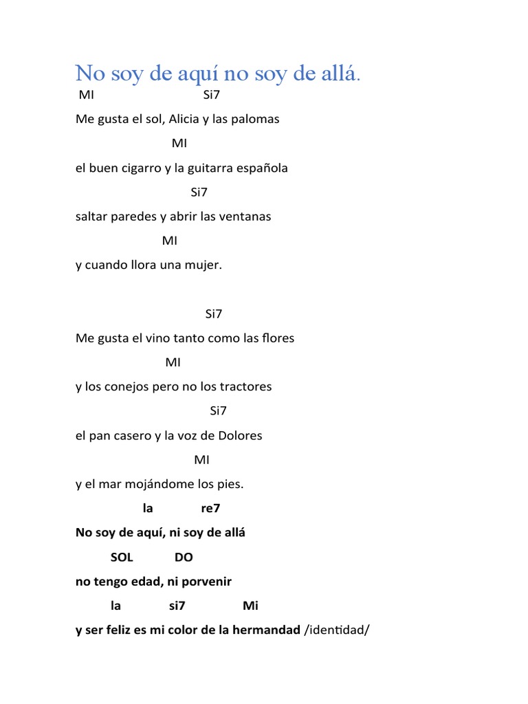 No Soy de Aquí No Soy de Allá Facundo Cabral LETRA y NOTAS | PDF