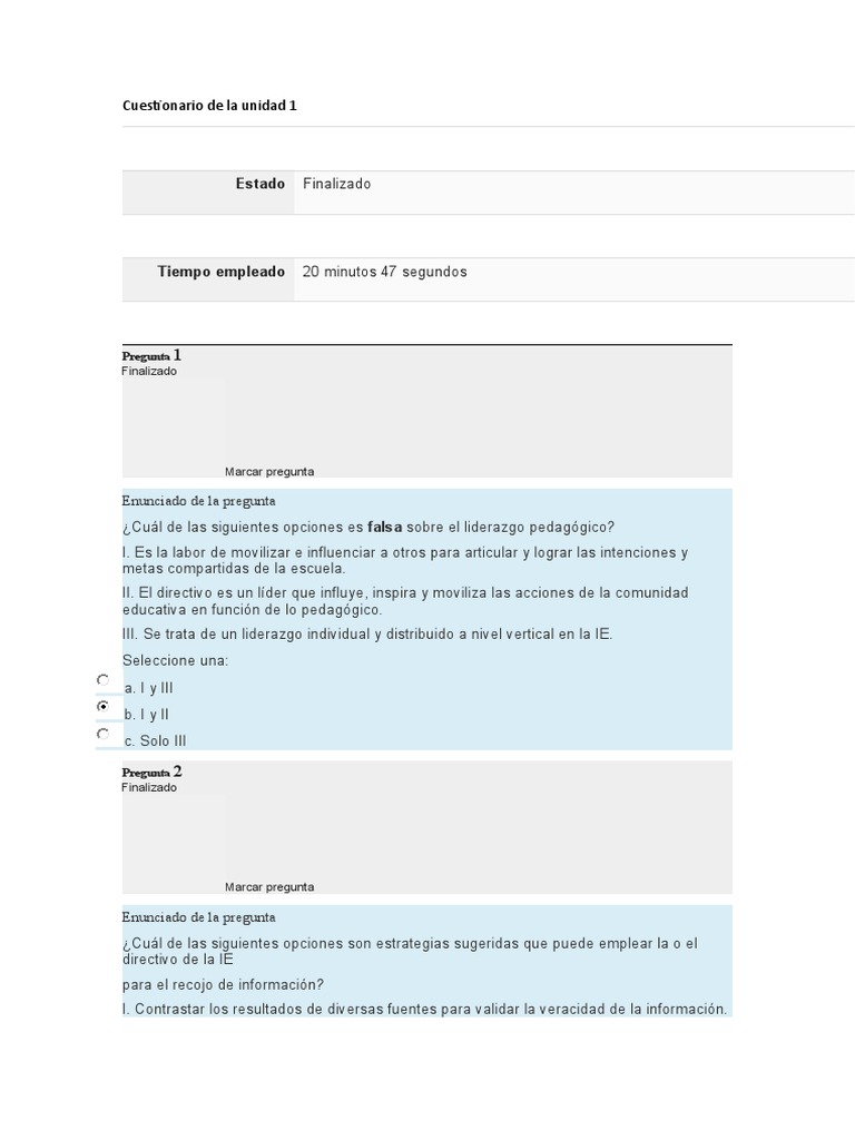 Cuestionario de La Unidad 1 | PDF | Verdad | Aprendizaje