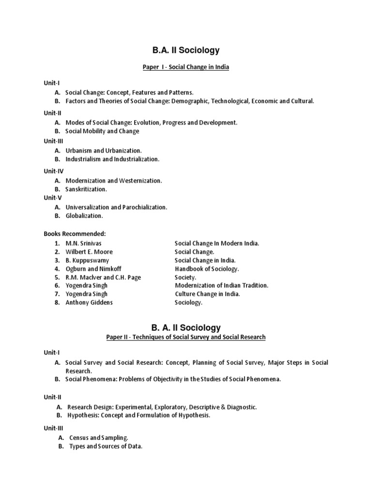 Sociology Syllabus | PDF | Sociology | Social Research