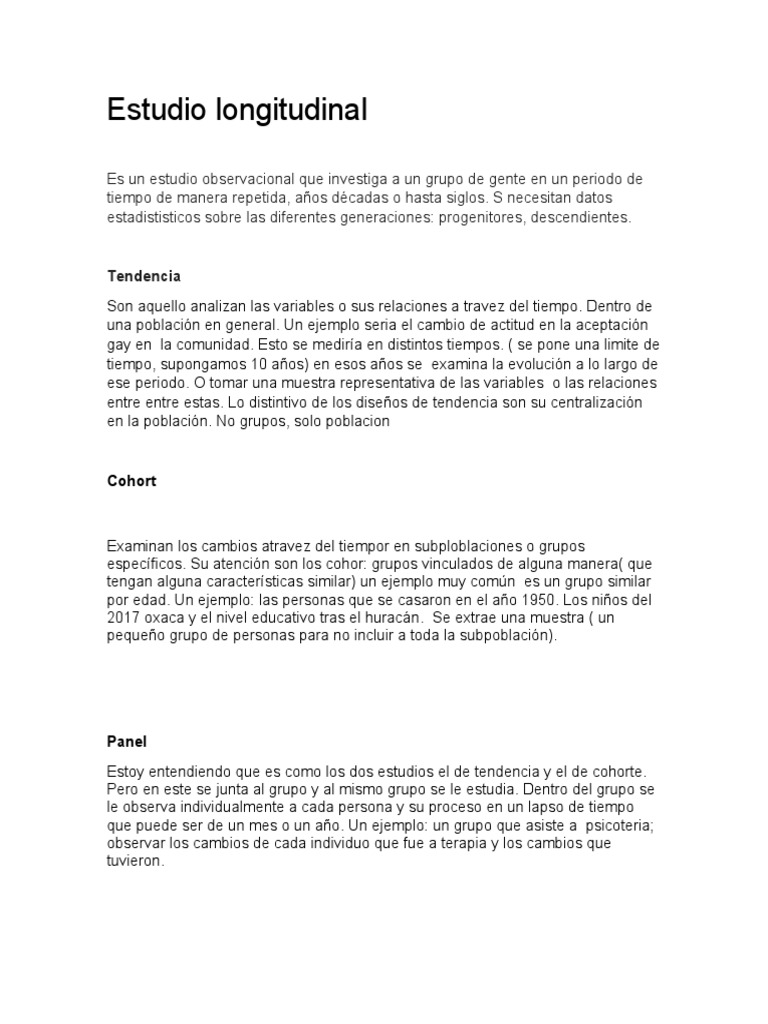 Estudio Longitudinal: Tipos y Ejemplos | PDF