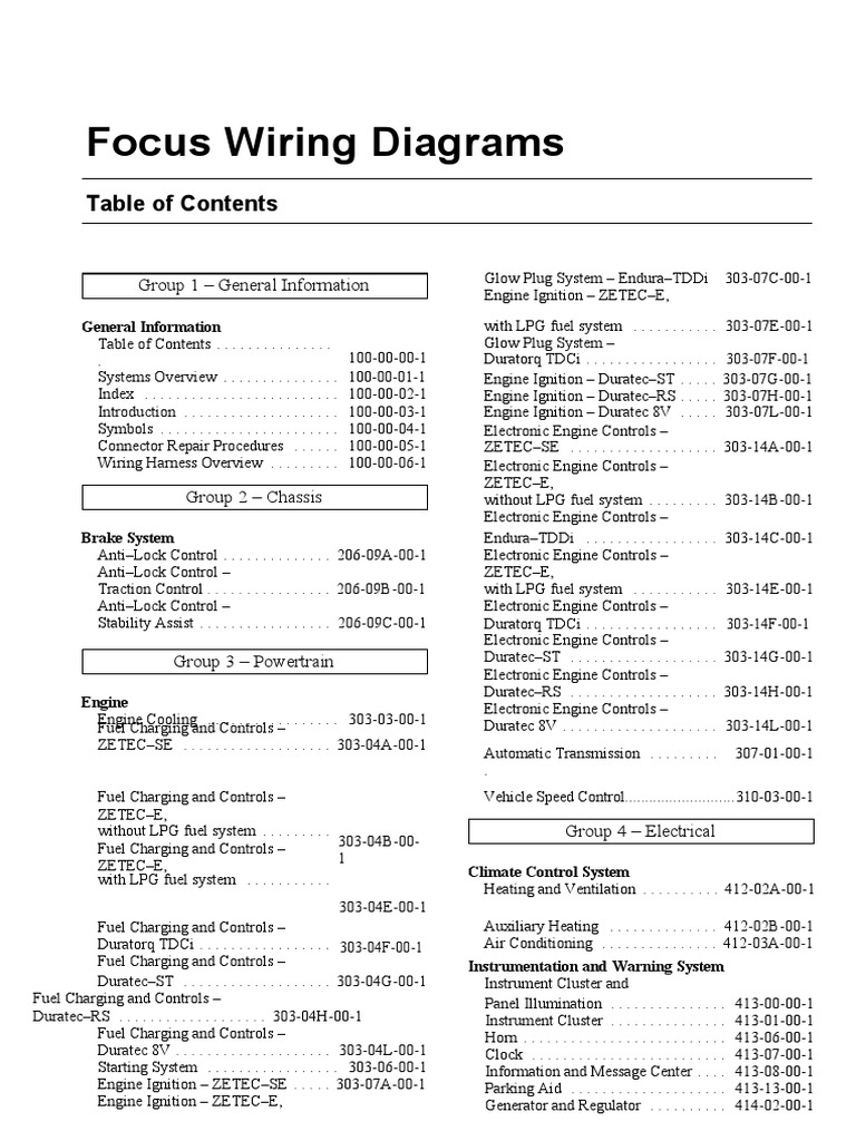 Ford Focus Wiring Diagrams Overview | PDF | Lighting | Electrical Connector