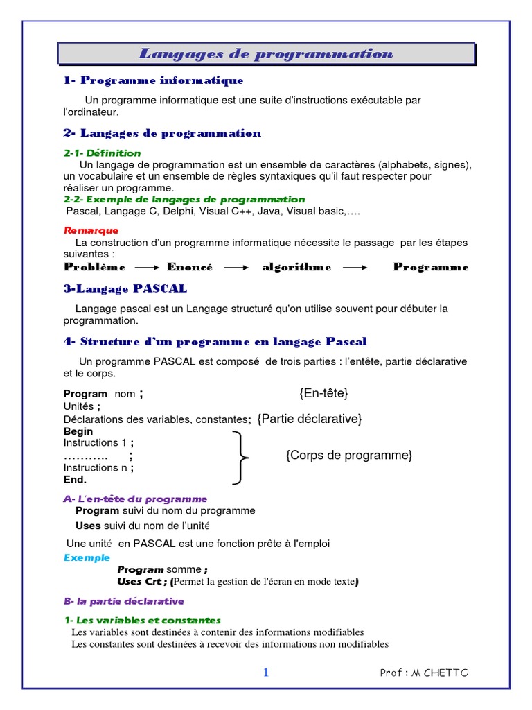 Les Langages de Programmation PDF | PDF | Langage de programmation | Programme informatique