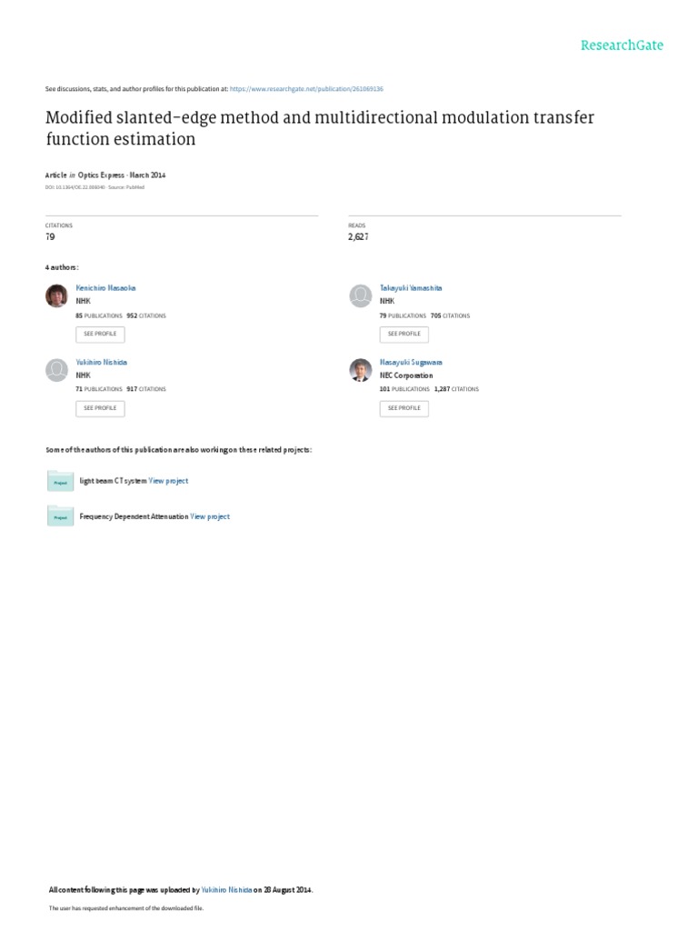 Modified Slanted-Edge Method and Multidirectional | PDF | Optical ...