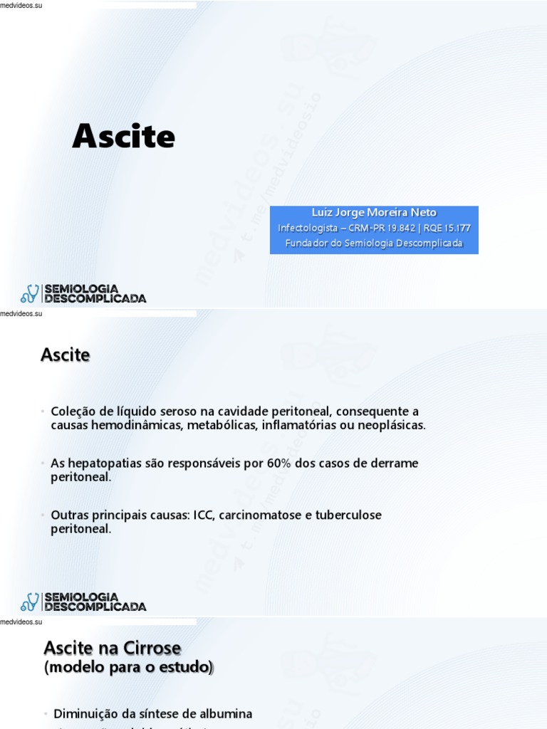 Aula 22 - Ascite e Abdomen Agudo PDF | PDF | Veia | Fisiologia