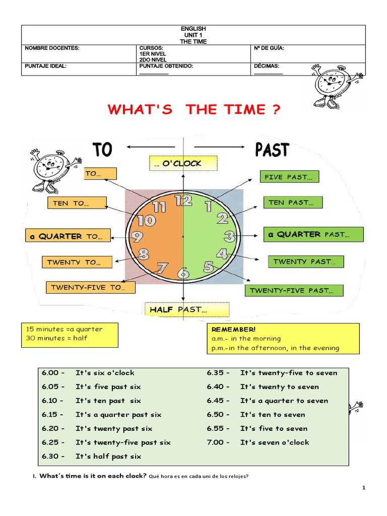 Learn to Tell Time in English | PDF
