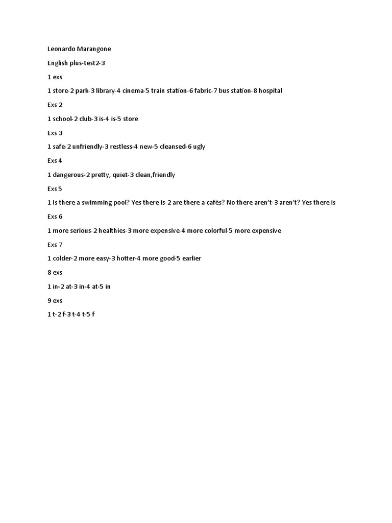 English Plus Test 2-3 | PDF