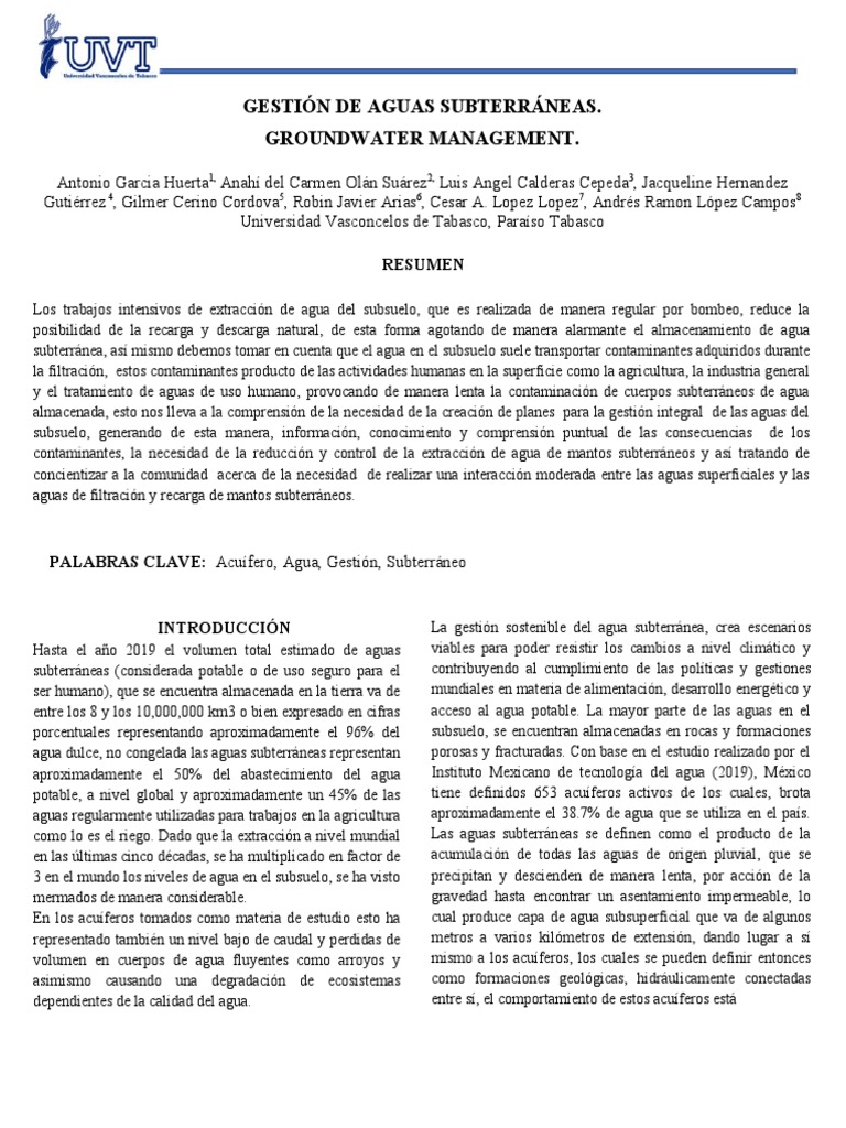GESTION DEL AGUA SUBTERRANEA - Oki | Descargar gratis PDF | Agua | Agua subterránea