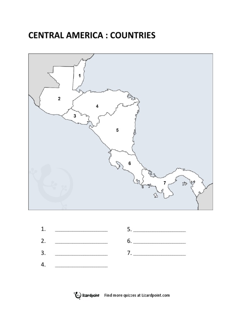 Central America Countries Numbered Blank | PDF
