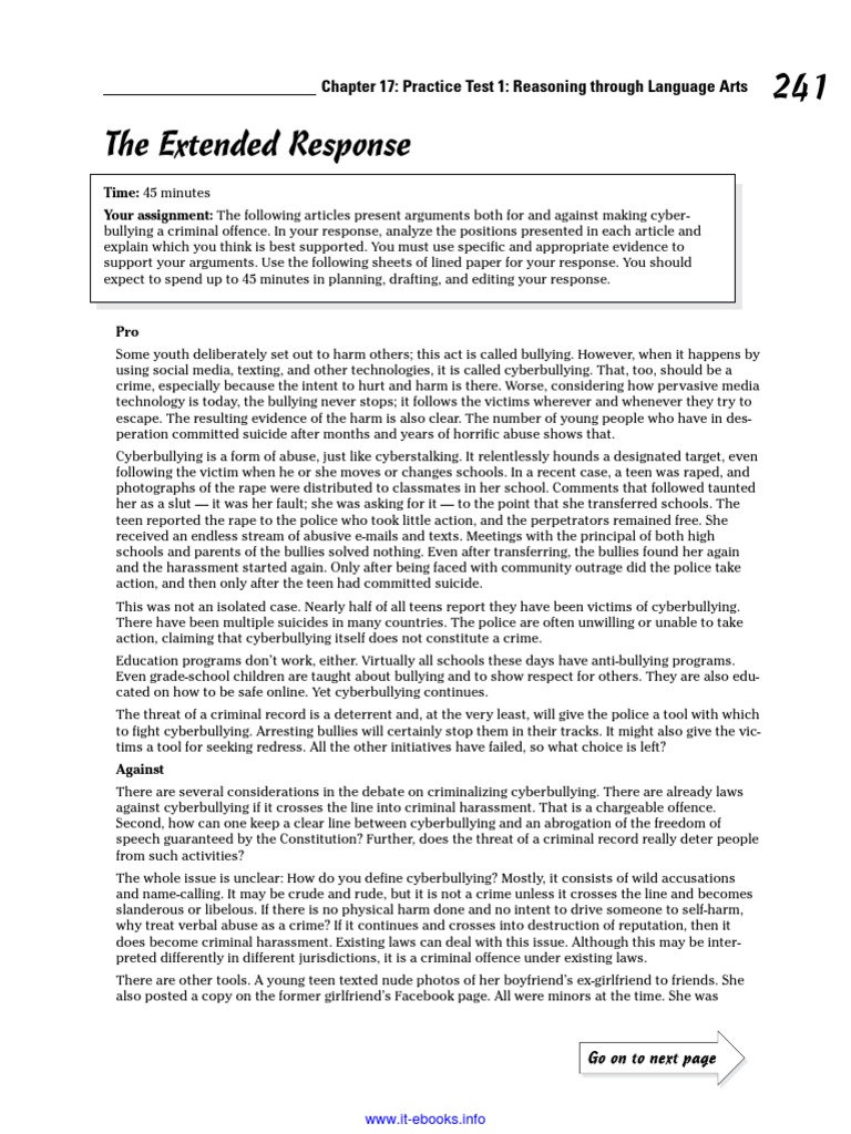 Extended Response 3 Q | PDF | Cyberbullying | Bullying