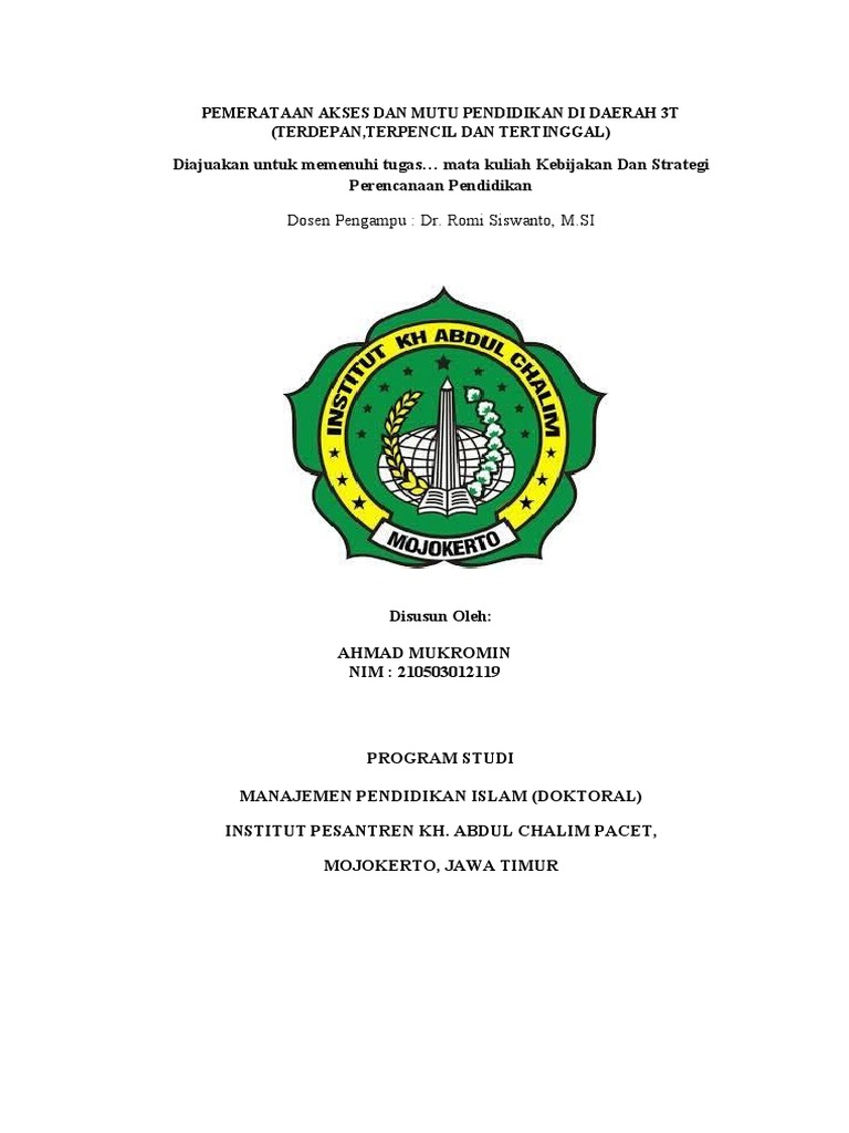 Pemerataan Akses Dan Mutu Pendidikan Di Daerah 3T (Terdepan, Terpencil ...